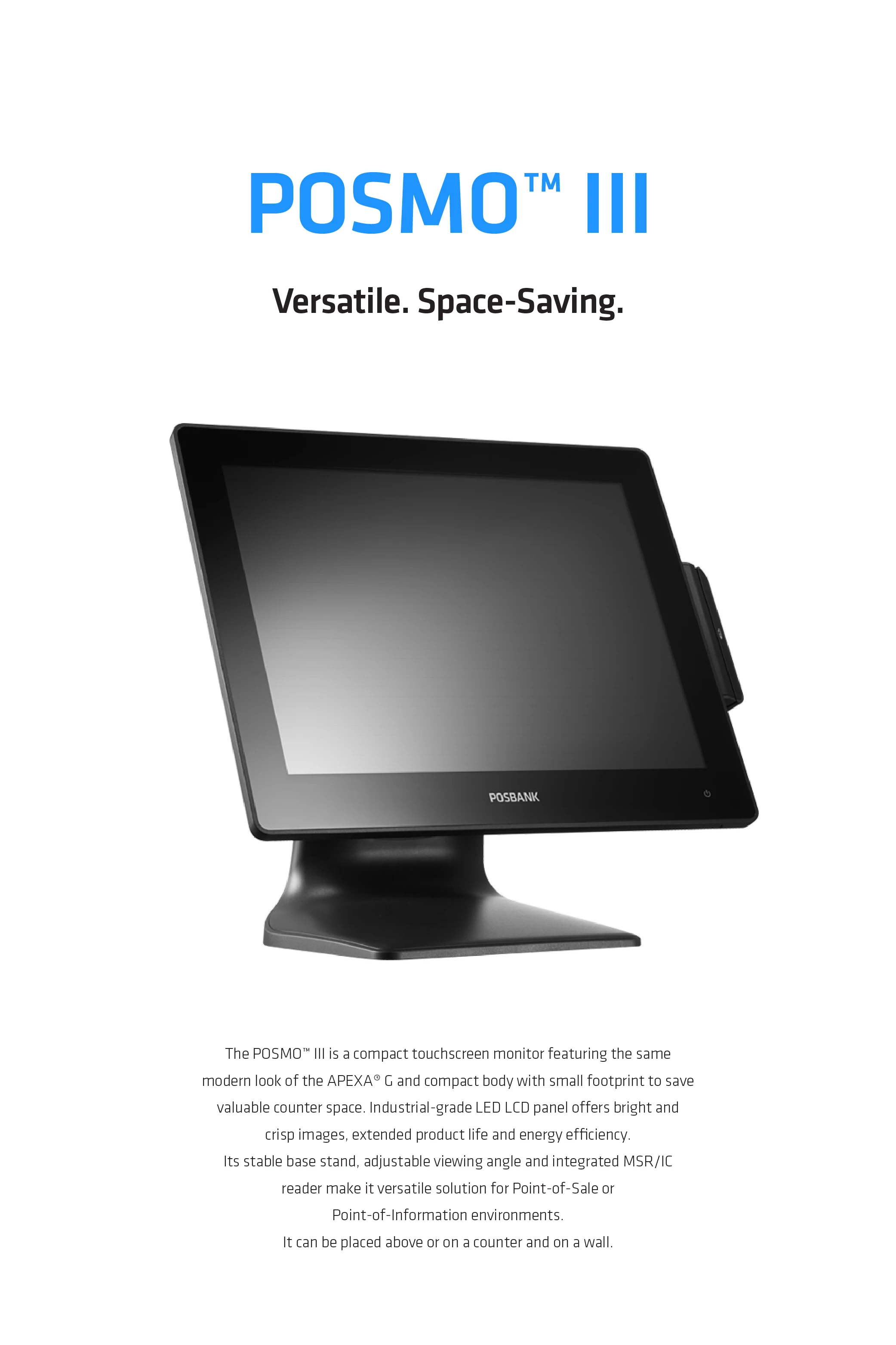 POSBANK POSMO III 15" TFT LCD Touch Screen Monitor