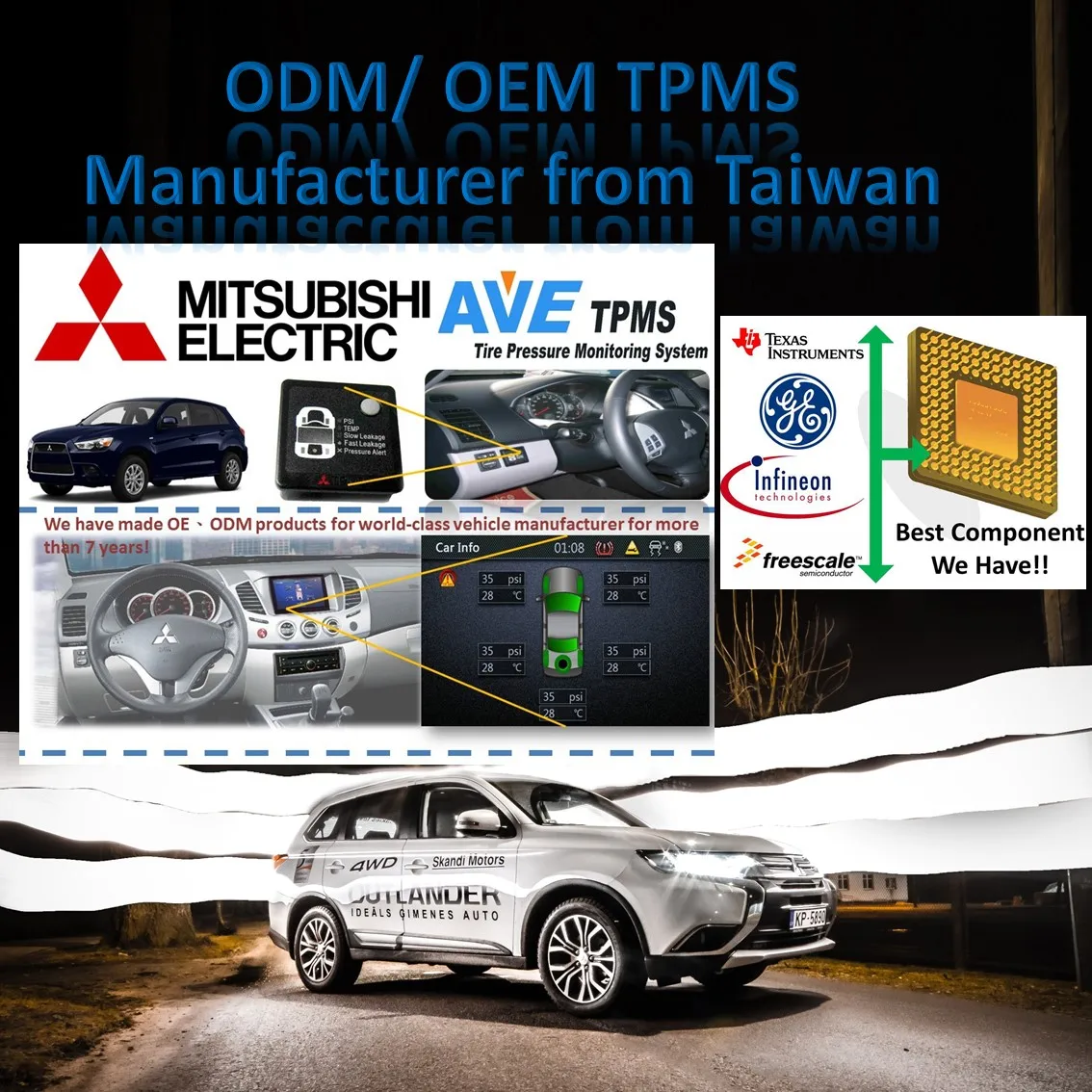 TPMS AVE Color LCD for Car+trailer - Reliable Pressure Monitoring