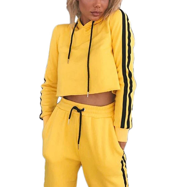 Ladies Track Suit Yellow Color With Hoodie Women Tracksuits Women ...