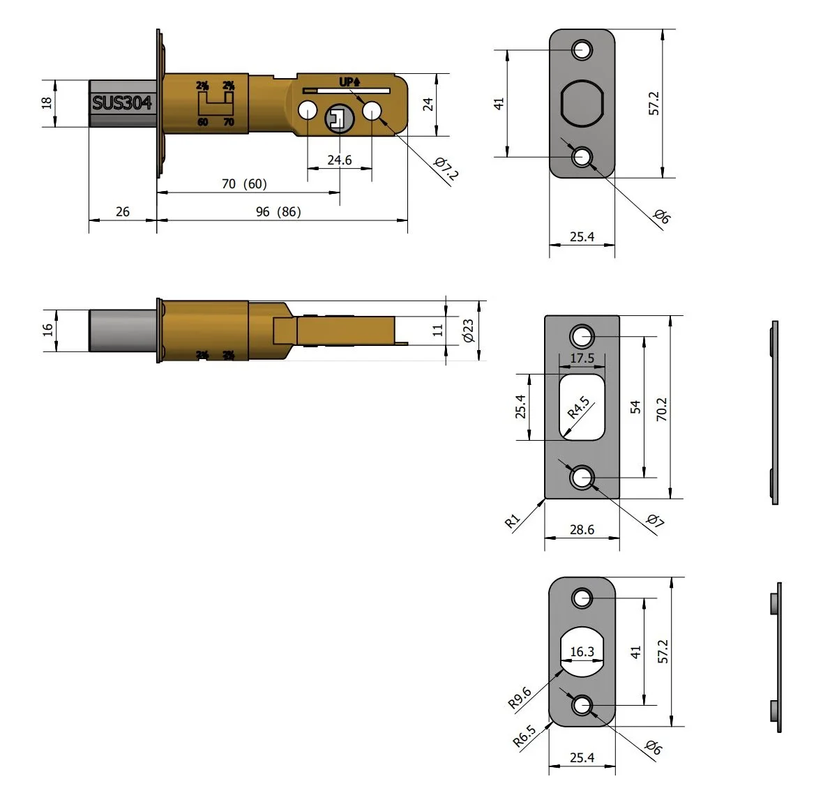 ANSI Grade 2 Bolt Through Adjustable Backset Door Latch| Alibaba.com