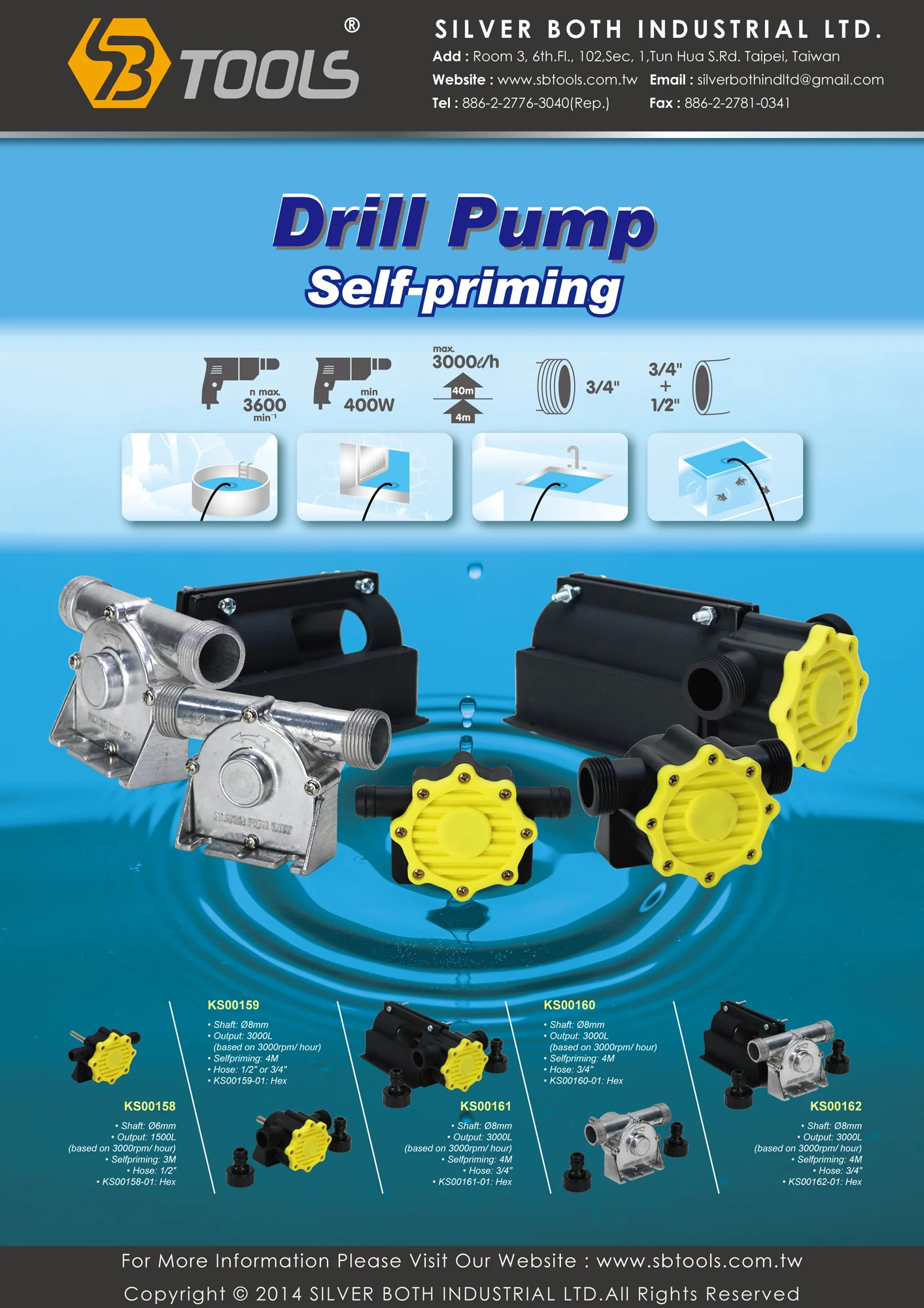 SBTools Taiwan Home Use DIY Self Priming Water Drill Pump| Alibaba.com