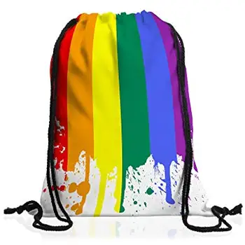 Striped Nylon Drawstring Backpack Lgbt Gay Pride Alliance Bag - Buy ...