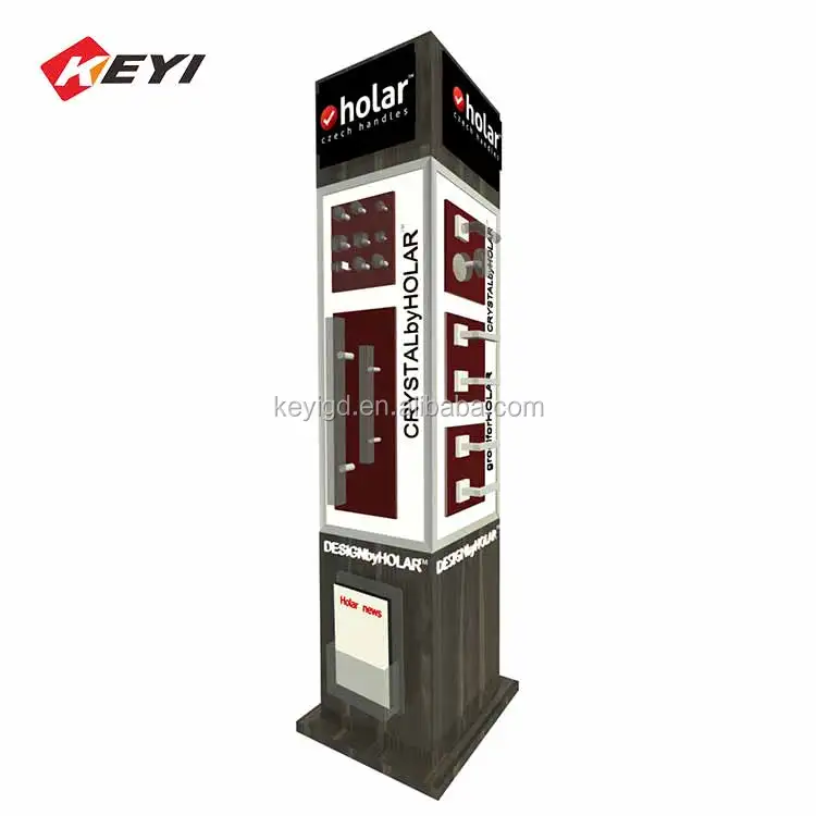 Custom Design Showroom Floor Wood Door Lock Display Stands