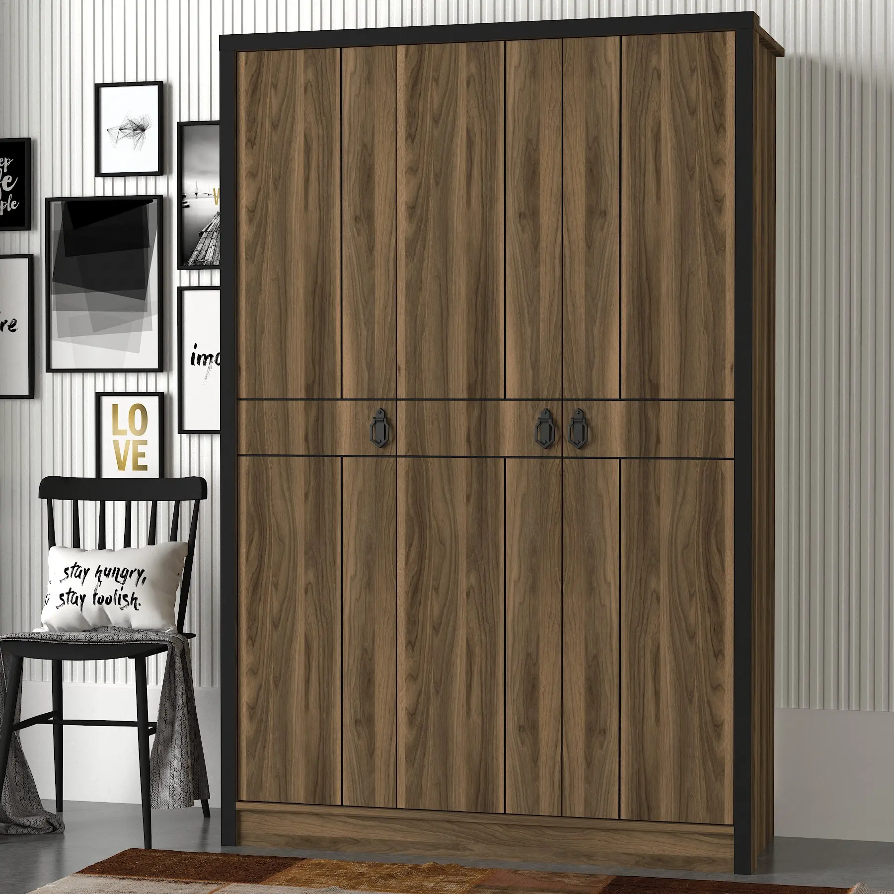 Exclusive Lost Walnut 3 Door Wardrope - Modern & Durable