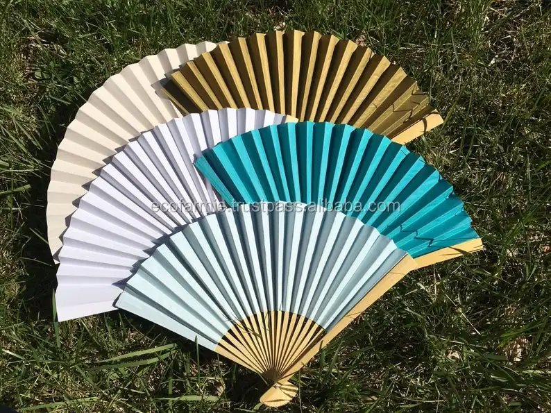 Handheld Paper Fan Decorative Fans With Custom Logo For Wedding Gift ...