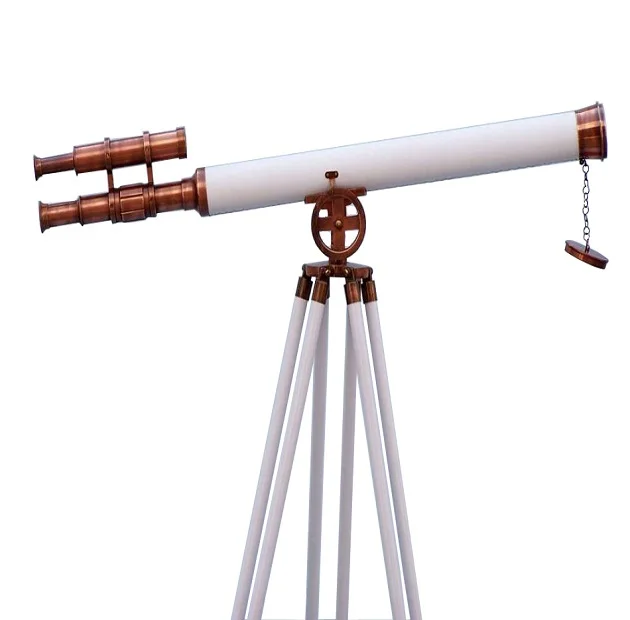Brass Telescope 39 Inch,Antique Copper With White Leather Harbor Master ...