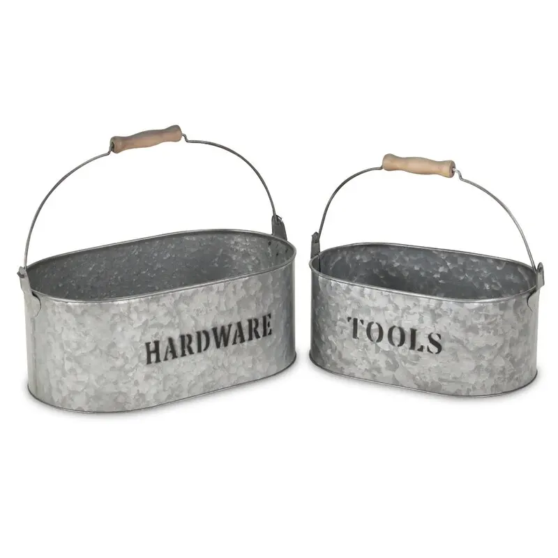 Attractive Design Galvanized Metal Cutout Rectangular Storage Basket ...