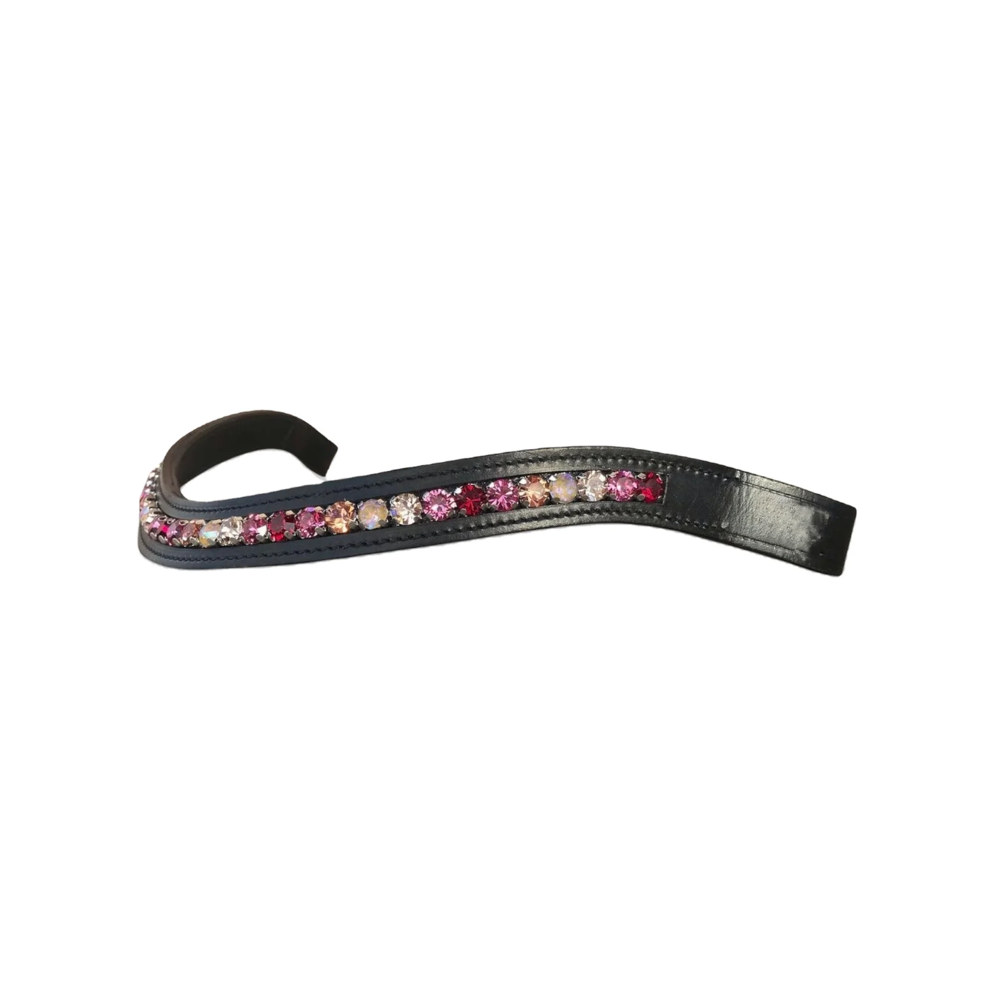 Custom Made Leather Equestrian Brow Band With 6 Colored Combo Crystals ...