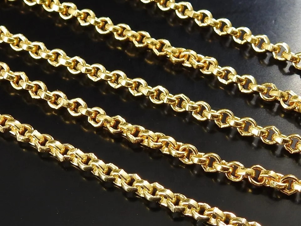 14K Gold Plated Brass Chain for Jewelry Making - Custom Length