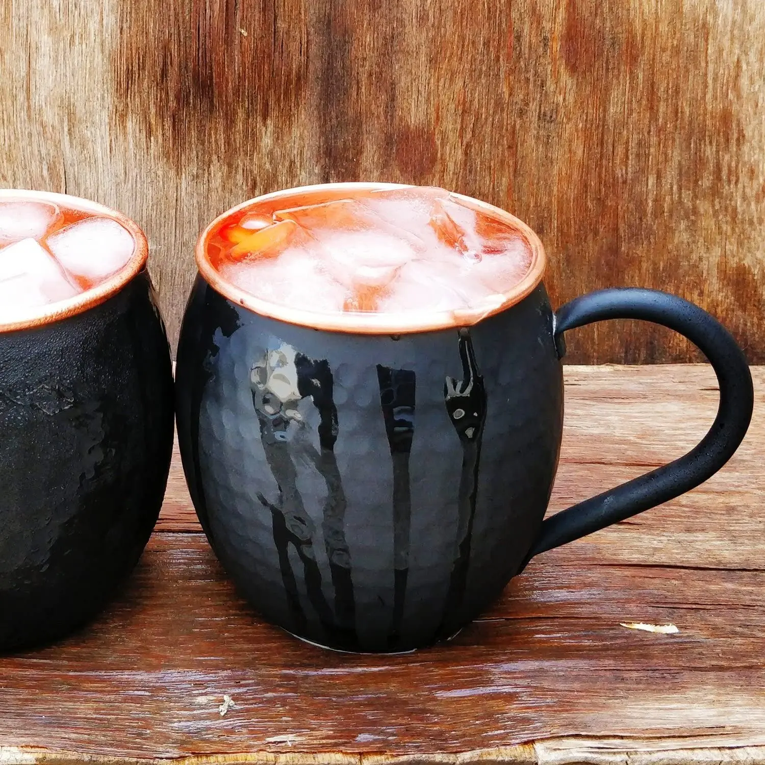 Black Matte Moscow Mule Copper Cups and Mugs with Rose Gold Copper Rims ...