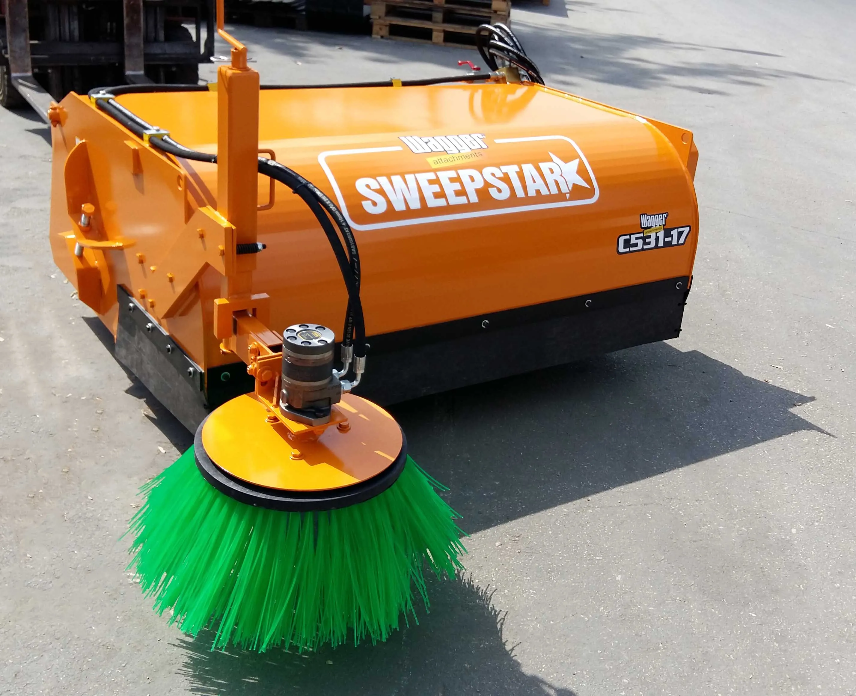 Forklift Sweeper Attachment - Wagger Attachments Sweepstar Collector