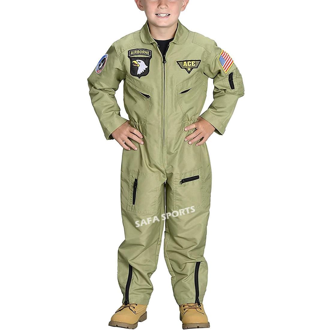 Jr. Fighter Pilot Suit with Embroidered Hats by SAFASPORTS