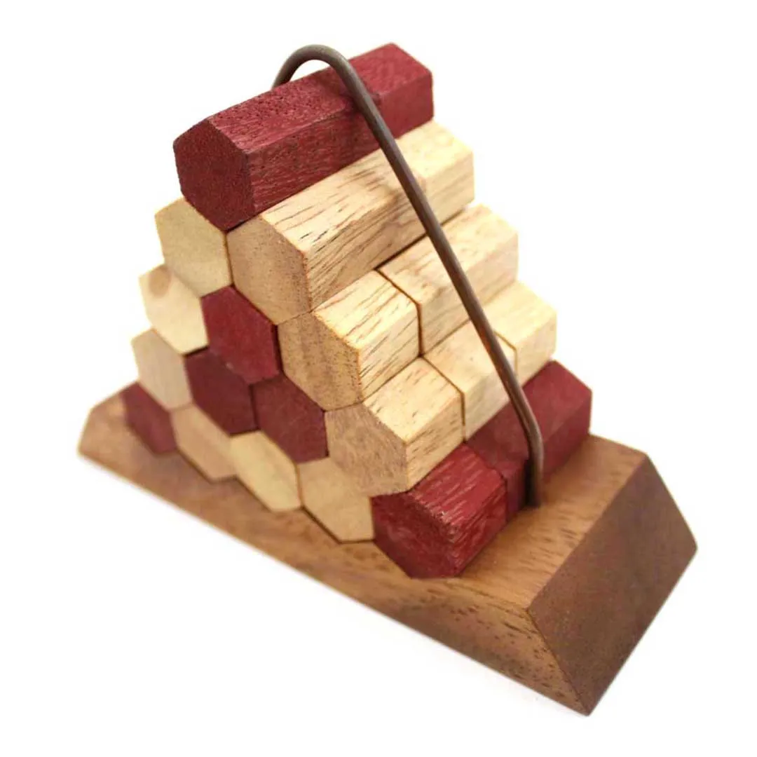 Beehive Pyramid Puzzle With Wooden Base And Brain Teaser Puzzles Game ...