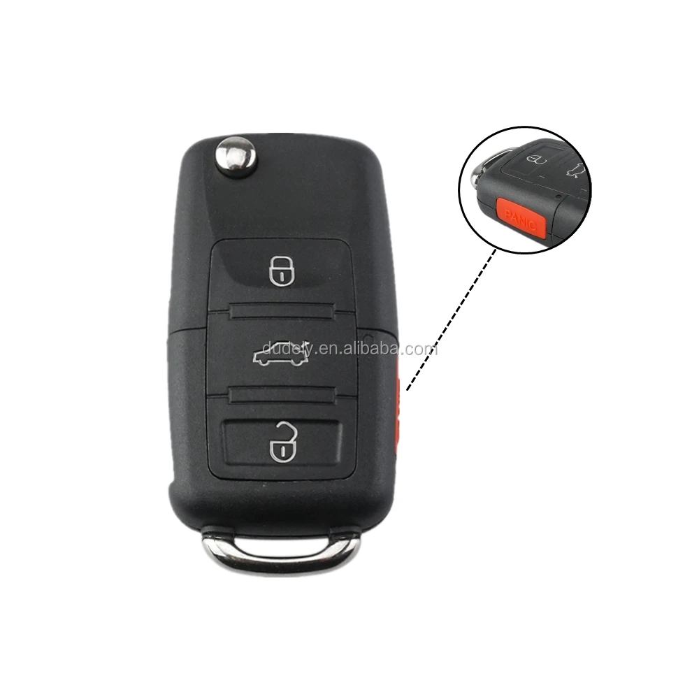 Folding Remote Key Shell Case Fob 3+1 Button For Volkswagen Passta Golf ...