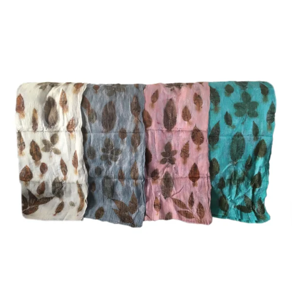 Silk and Merino Wool Botanical Eco Print Scarf - Fair Made in Nepal