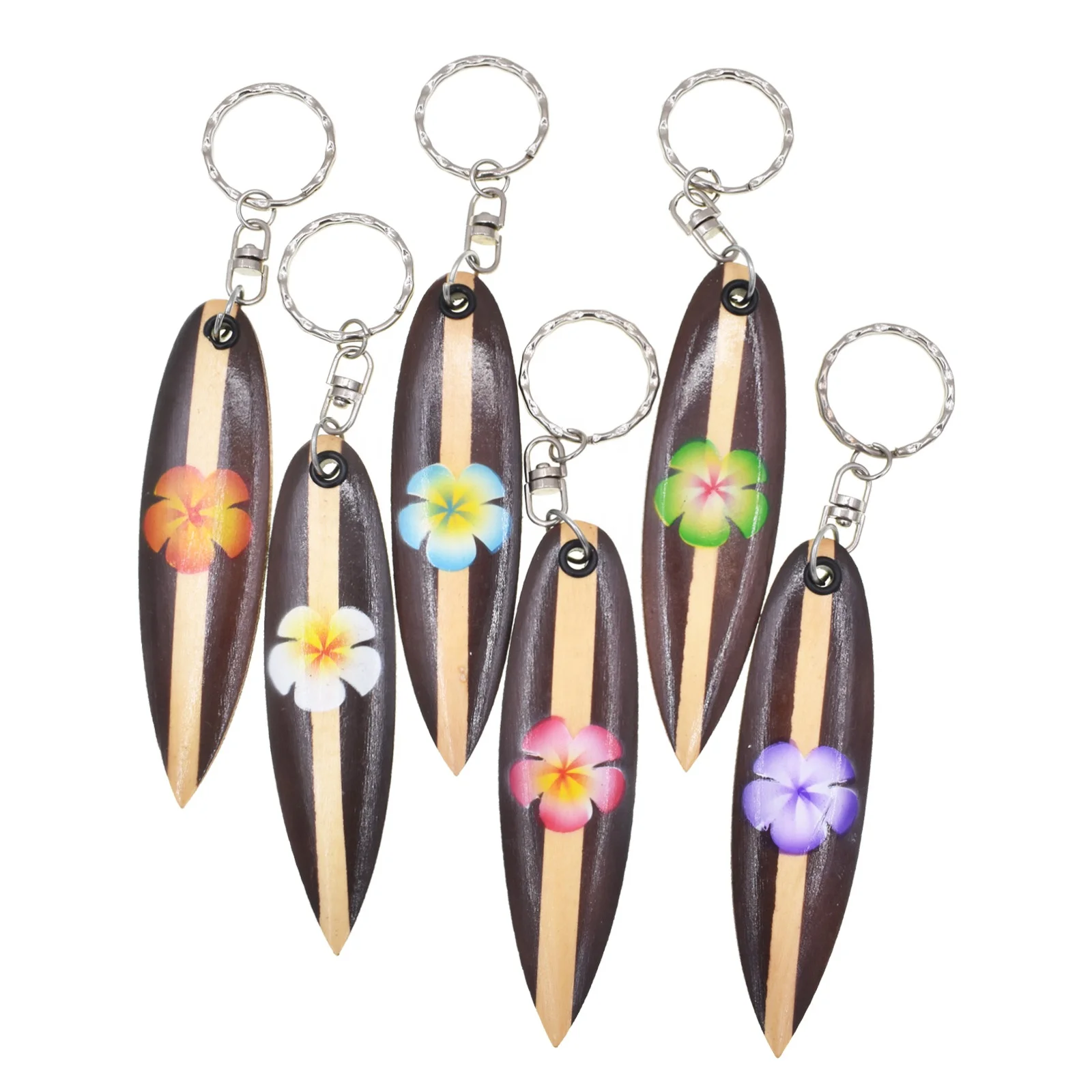 Hot Sale Wooden Sunset Beach Surfboard Keyring 10 Cm Handmade Airbrush ...