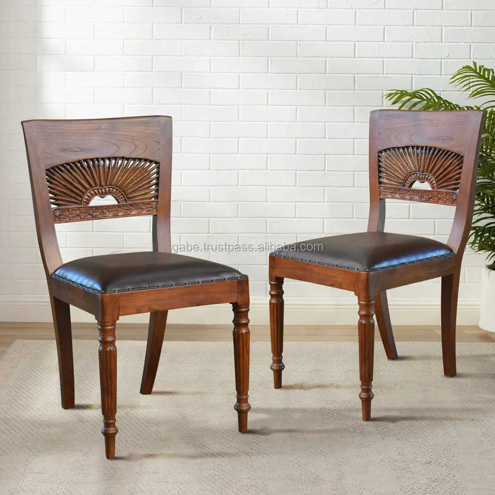 Handcrafted Raffles-Style Solid Teak Dining Chairs