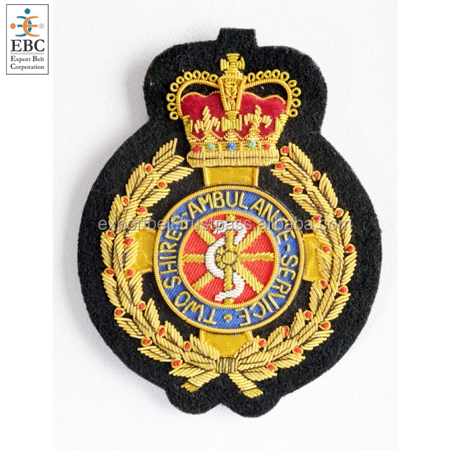 Fire Service Hand Embroidery Badges In Gold And Silver Bullion Wire,Cap ...