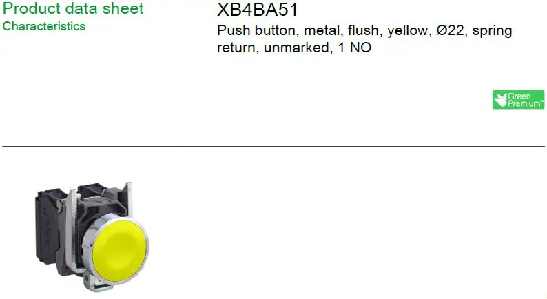 Schneider XB4BA51 Push Button Switch - 100% Original France Made