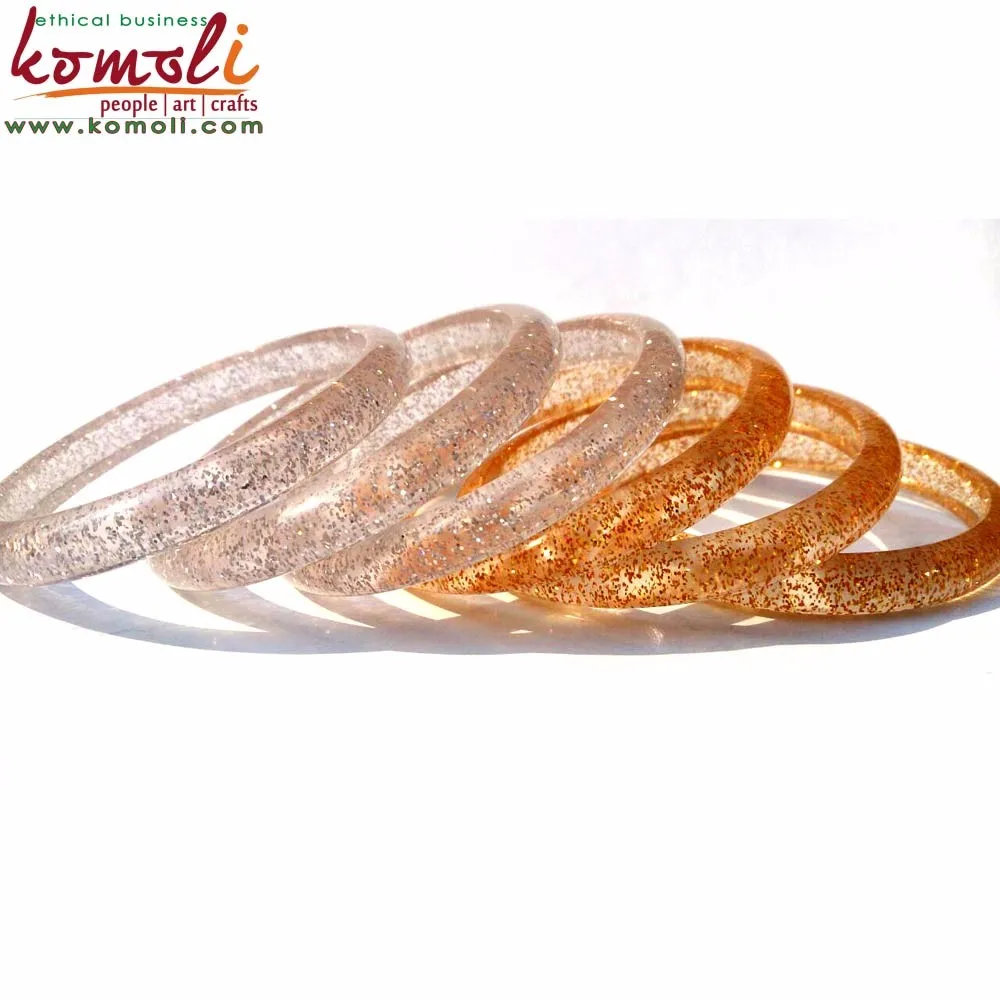 Silver Glitter Filled Resin Bracelet - Customizable Bangles