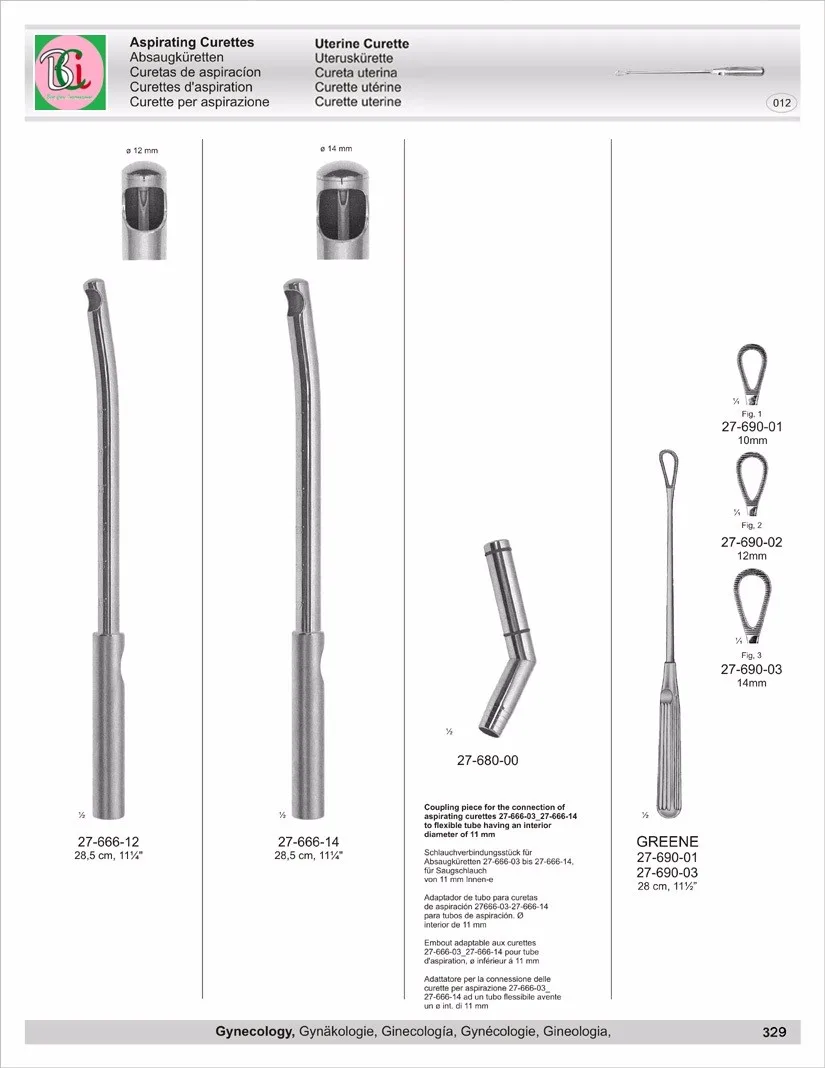 Aspirating Curettes & Greene Uterine Curette - Buy Gynecology Uterine ...