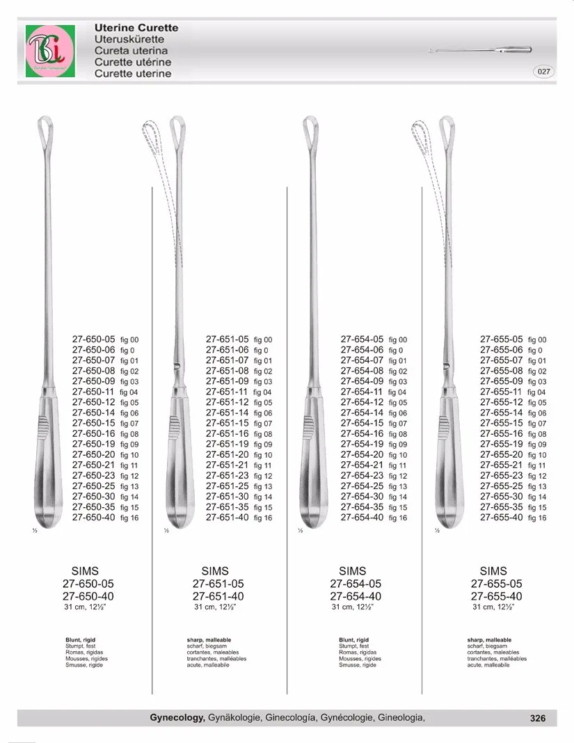 Sims Uterine Curet & Sims Uterine Curet Sharp - Buy Ginekologi Rahim ...