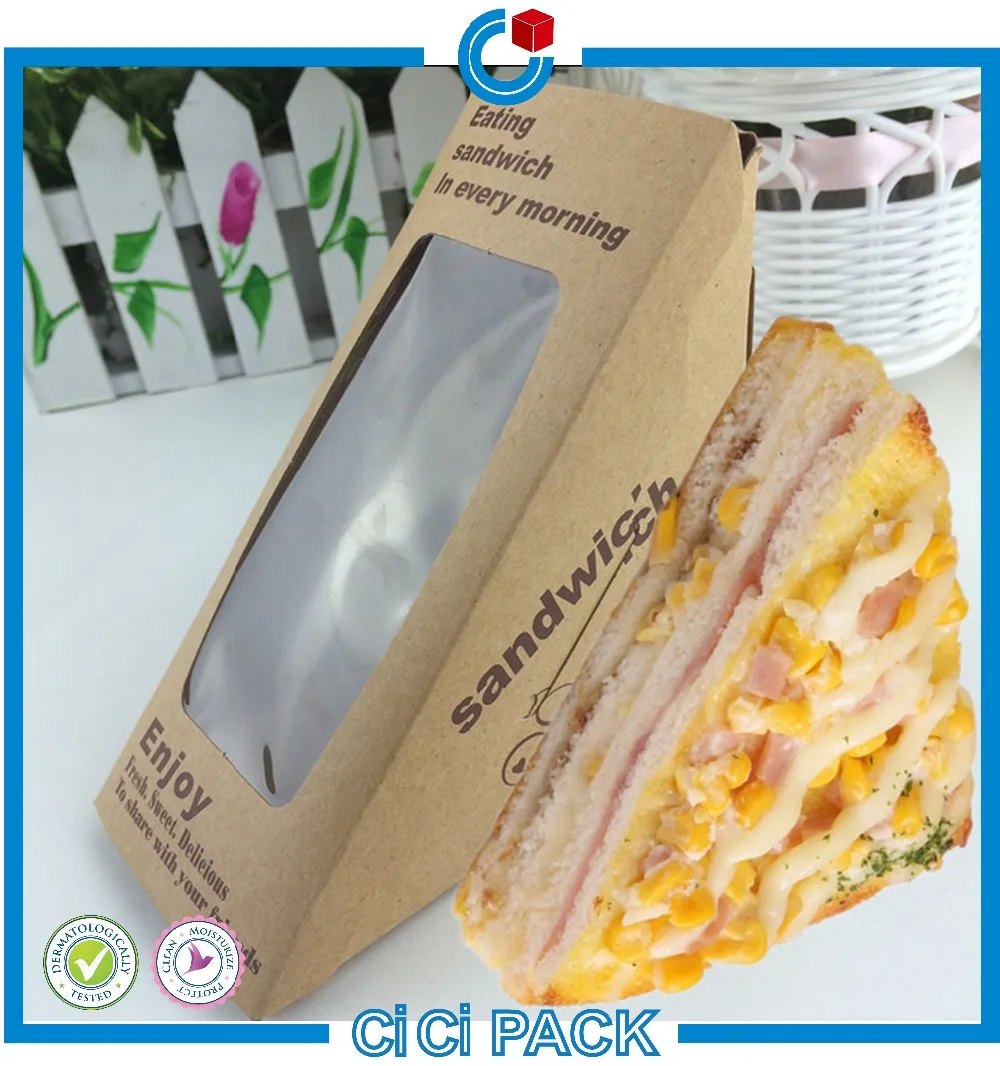 Kraft Paper Sandwich Package,Custom Logo Sandwich Package,Clear Window ...