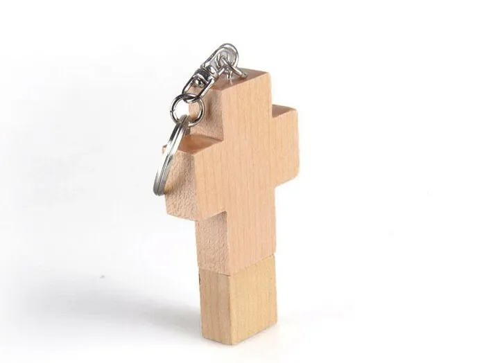 Giveaways Wooden Cross Shape USB Flash Drive Memory Stick