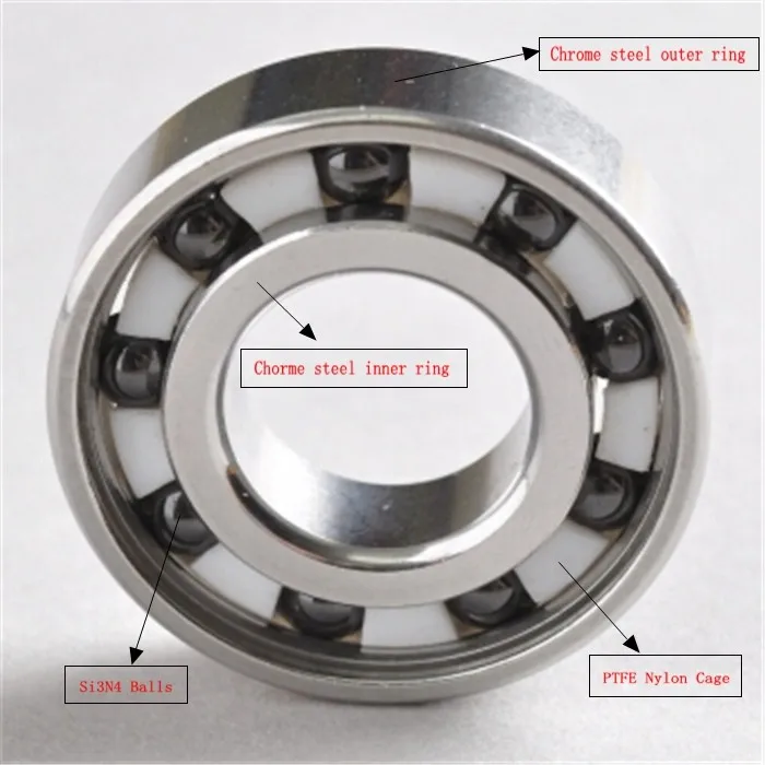 Si3n4 Hybrid Ceramic Ball Bearings 6000rs Deep Groove Nylon Cage Ball ...