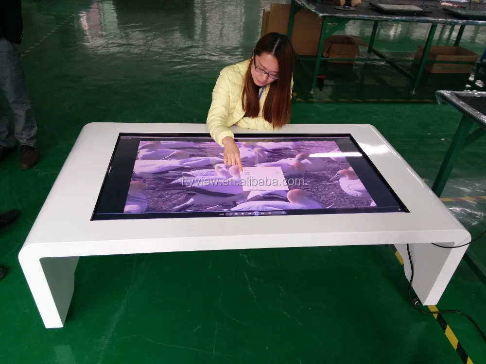 43 Inch Floor Stand Multi Media Interactive Digital Sinage Touch Screen ...