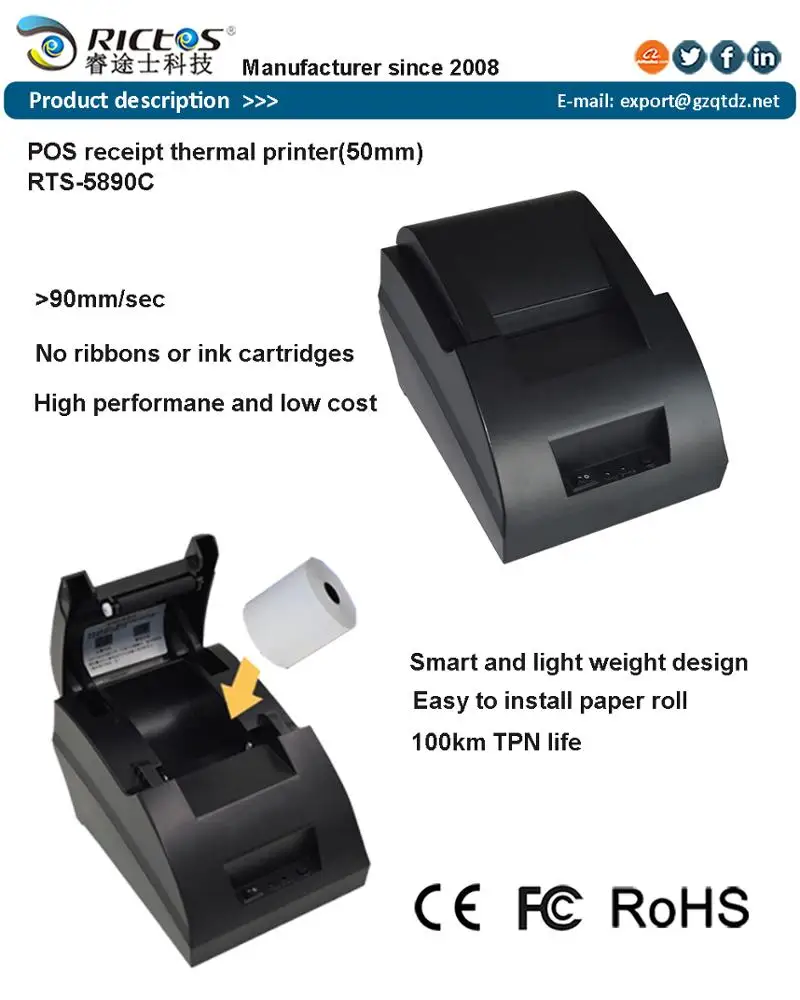 58mm 2 Inch Pos Thermal Printer With Serial Port Connection - Buy 2 ...