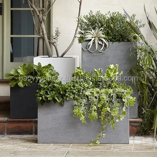 White Fiberstone Pots,Polystone Planter,Fiberglass,Glossy Fiberstone ...