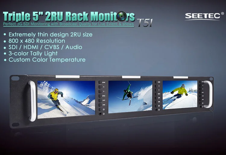 Seetec 트리플 5" 2ru 800x480 Lcd 랙 마운트 비디오 모니터 Hdmi Sdi 방송 장비 - Buy 방송 장비 ...
