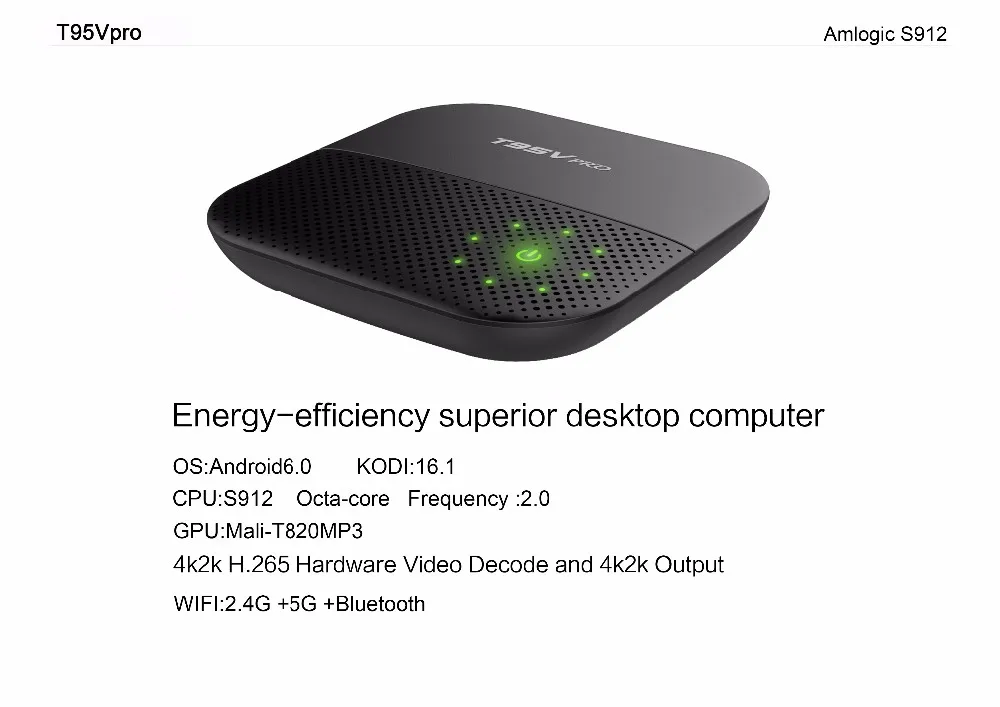 T95v Pro S912 Amlogic Caja De La Tv,Android 6.0 Malvavisco 2 Gb/16 Gb ...
