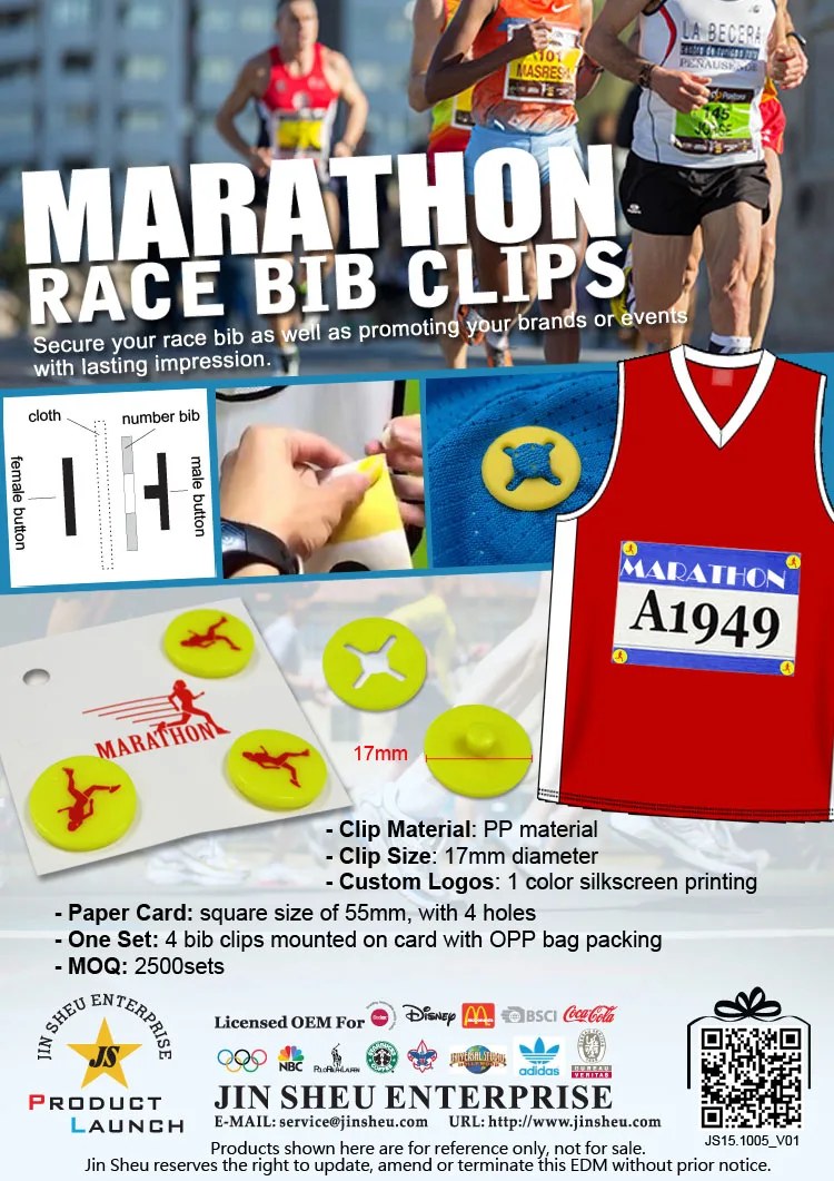 Promotional Custom Logo Marathon Race Number Clips For Bib - Buy Race ...