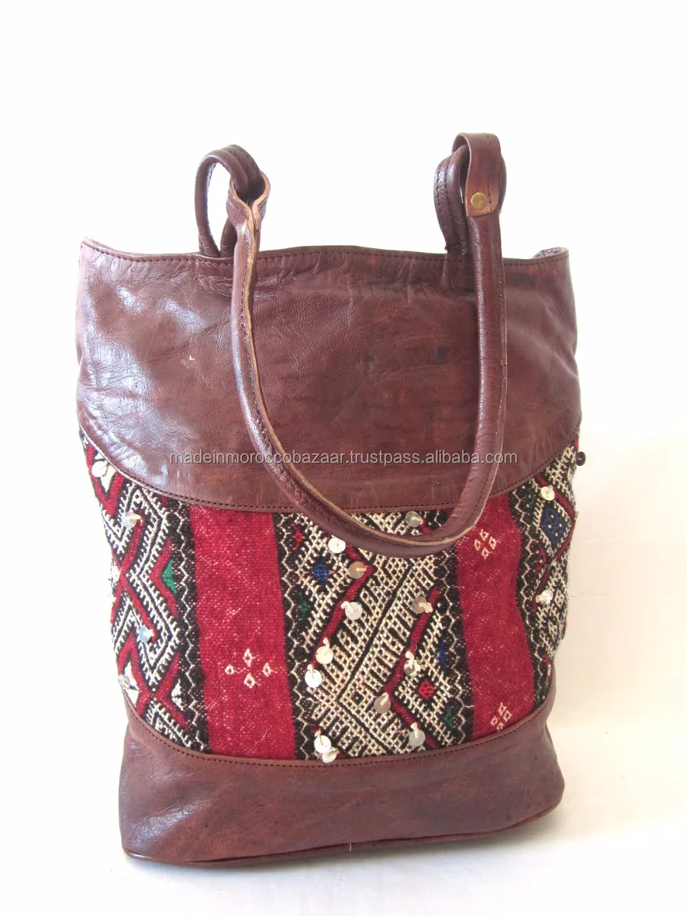 Elegant Moroccan Handmade Leather Kilim Bag - Buy Hard Leather Handbag ...