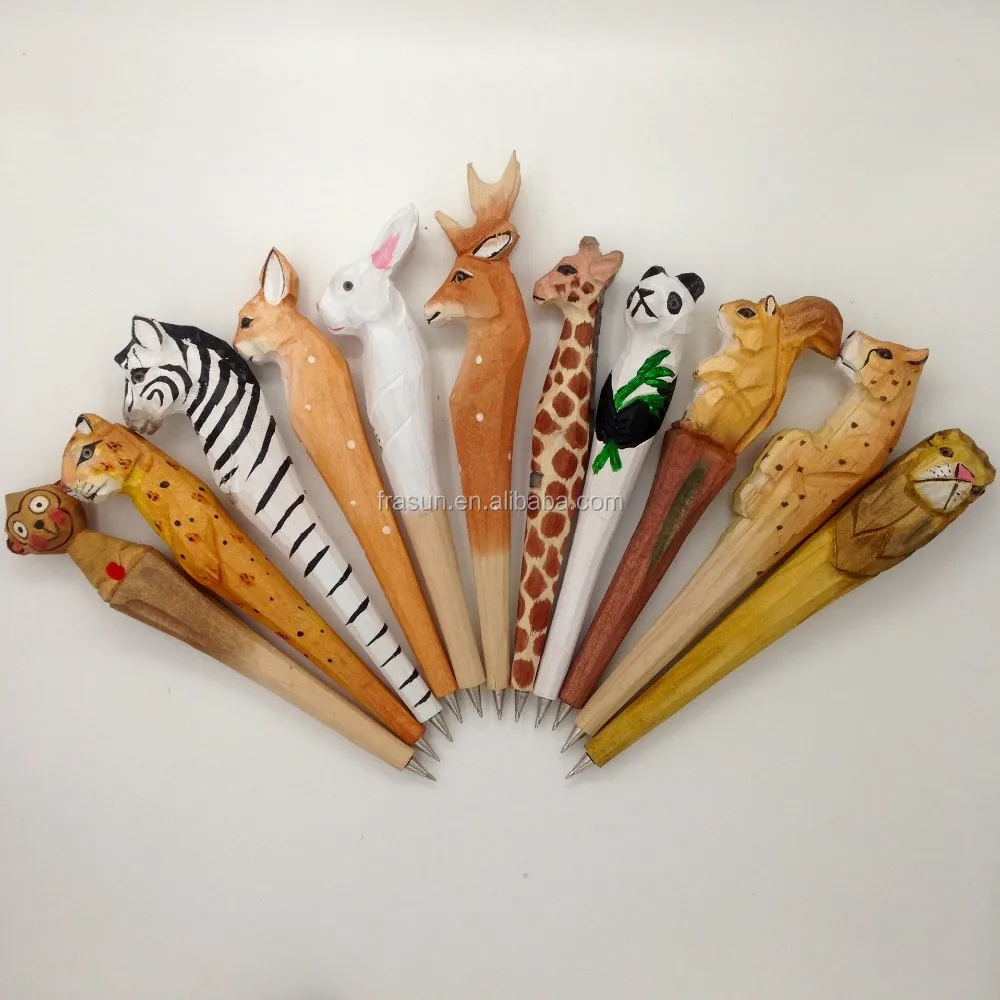 Custom Promotional Ball Pen, Hand Carved Wooden Animal Shaped Pens ...