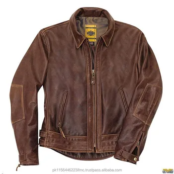 Brown Cowhide Leather Jacket 100% Genuine Cowhide Leather Jacket For ...