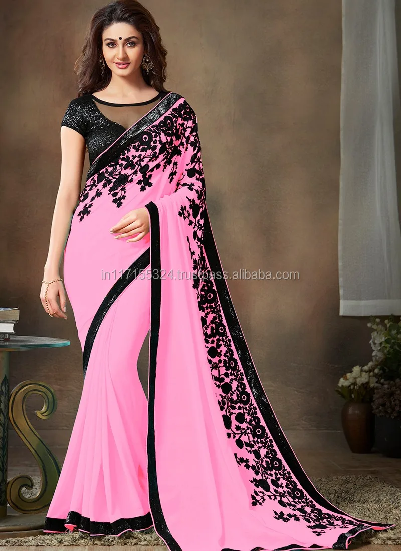 Simple Design Party Wear Saree - New Fashion Saree - Heavy Lacha ...