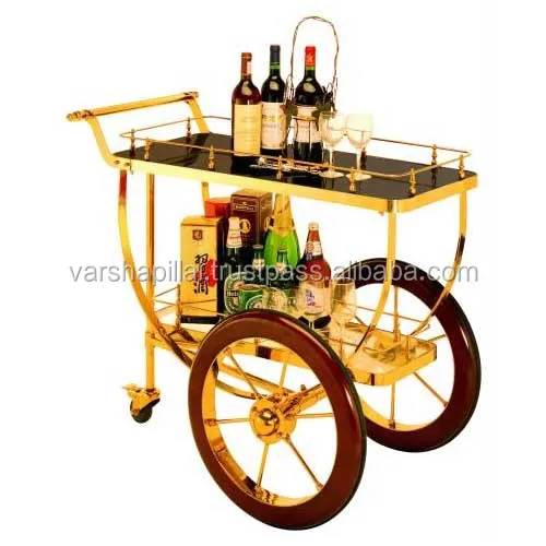 Gold Stainless Steel Liquor Trolley - Buy Hotel Stainless Steel Wine ...