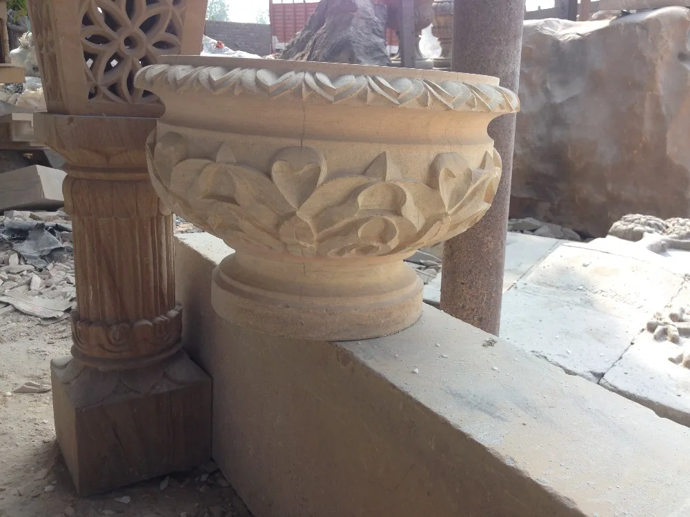 Sandstone Garden Wall Decor Flower Urn With Square Base - Buy Large ...