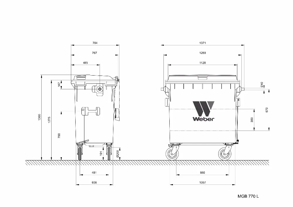 Waste Bin 770 L / Garbage Container / Plastic Recycling Bin From ...
