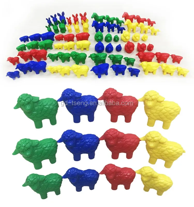 Learning Resources Math Counters Animal Set 72pcs 6 Shapes 6 Color ...