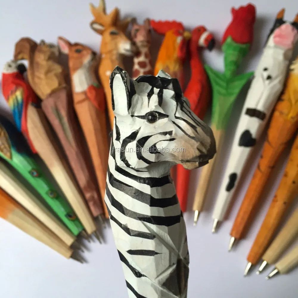Custom Promotional Ball Pen, Hand Carved Wooden Animal Shaped Pens ...