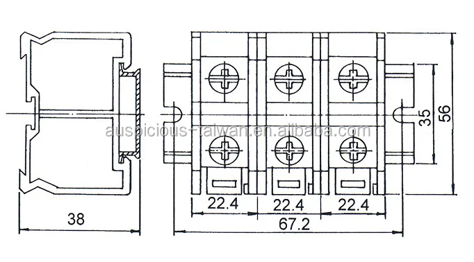 22mm2 60a 300vac Rail Mount Terminal Block (tr-60) - Buy Terminal Block ...