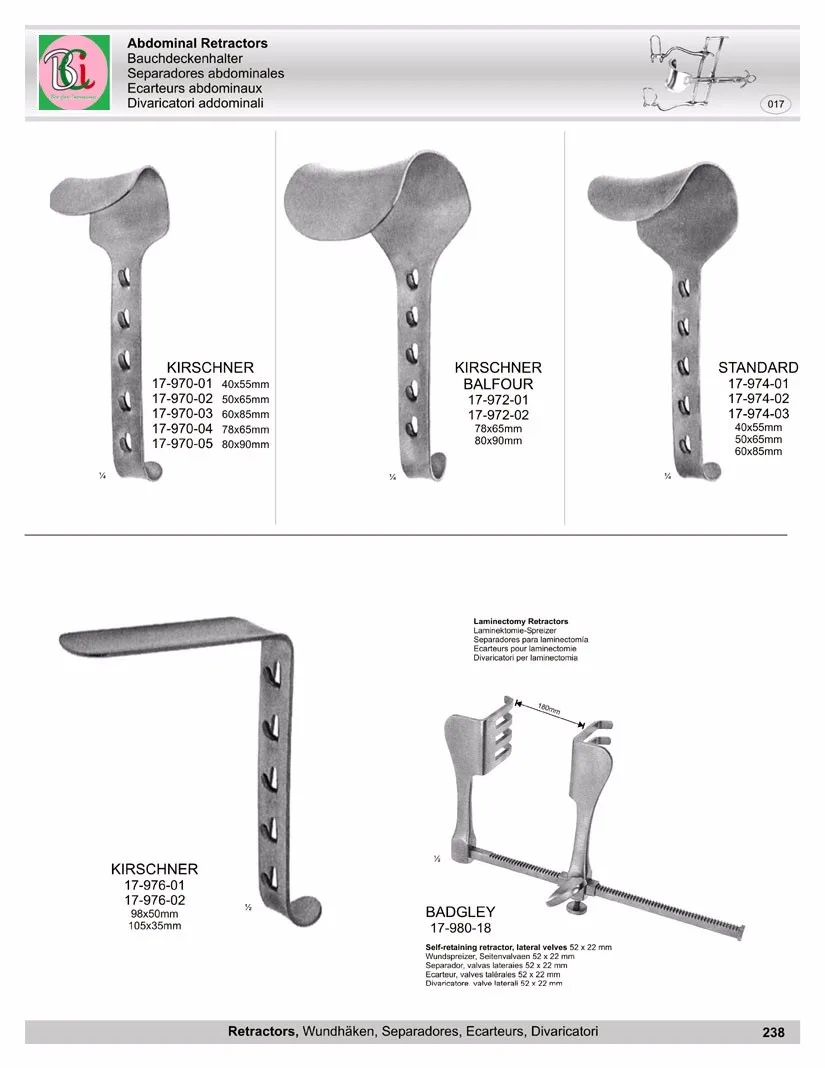 Kirschner Abdominal Retractors & Standard Abdominal Retractors - Buy ...