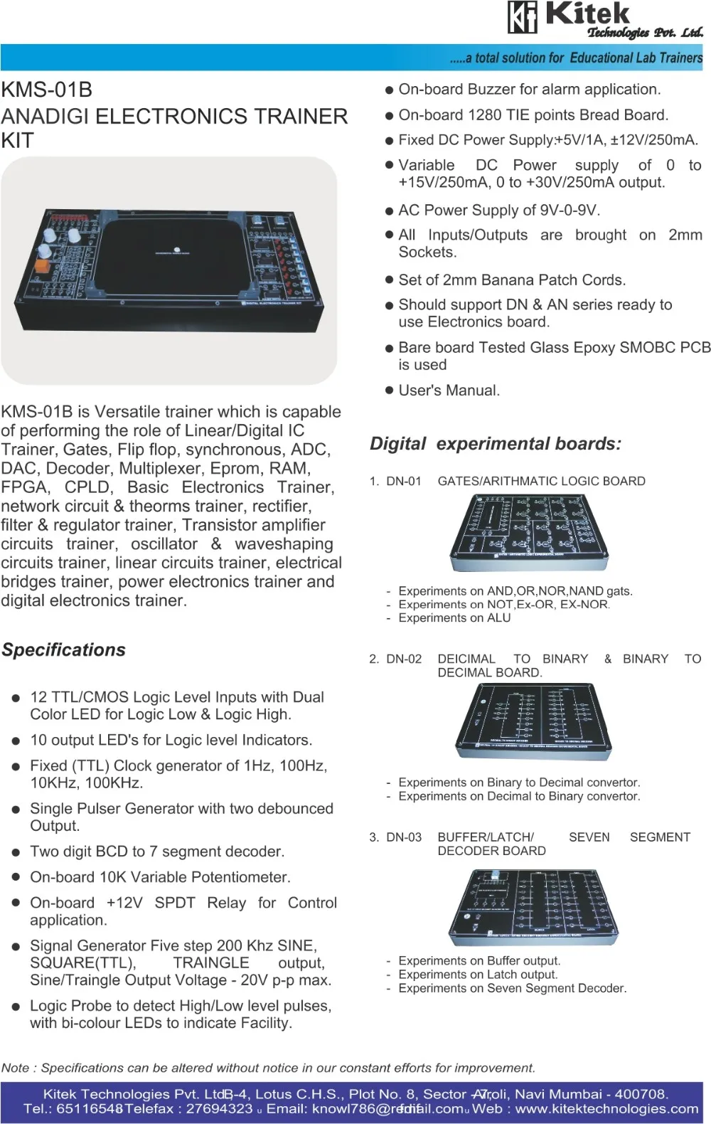 Logic Circuit Trainer Kit / Digital Ic Trainer Board / Digital - Linear ...