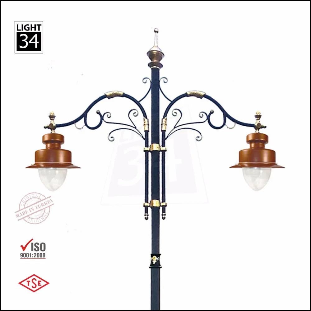 8 Mt Galvanized Steel Lighting Pole Decorative Street Lamp Post Double ...