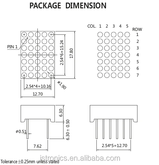 Smallest Size 0.7 Inch 1.9mm 5*7 Led Dot Matrix Display - Buy 1.9mm Led ...