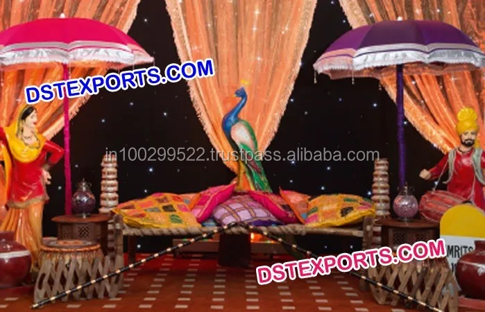 Punjabi Mehandi Theem Decorations/punjabi Village Theme Wedding Decors ...